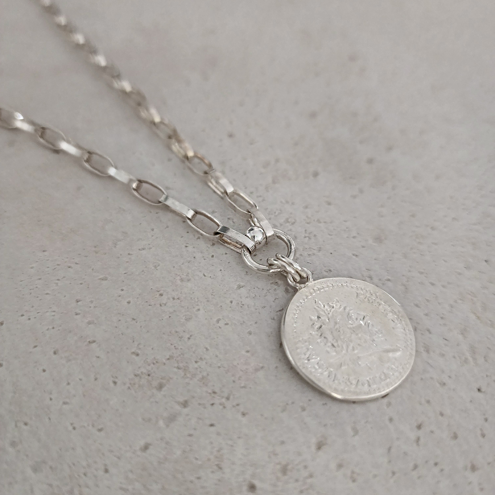 Sterling Silver Coin Necklace, Link Chain Coin Necklace, Coin Necklace ...
