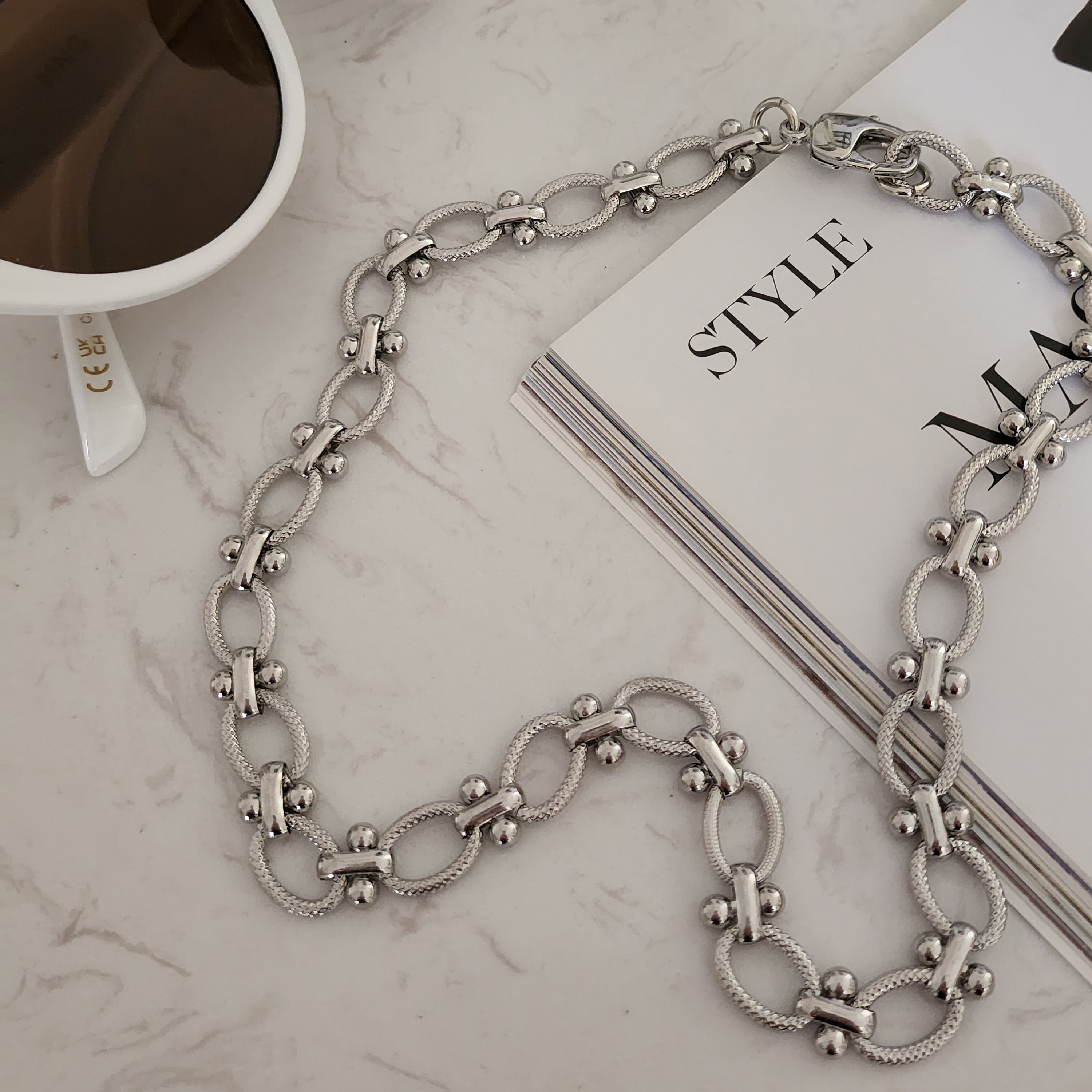 Silver Chunky Choker, Chunky Necklace Silver, Statement Necklace, Oval ...