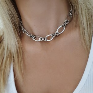 Silver Plated Chunky Choker, Byzantine Knot Statement Necklace - Etsy