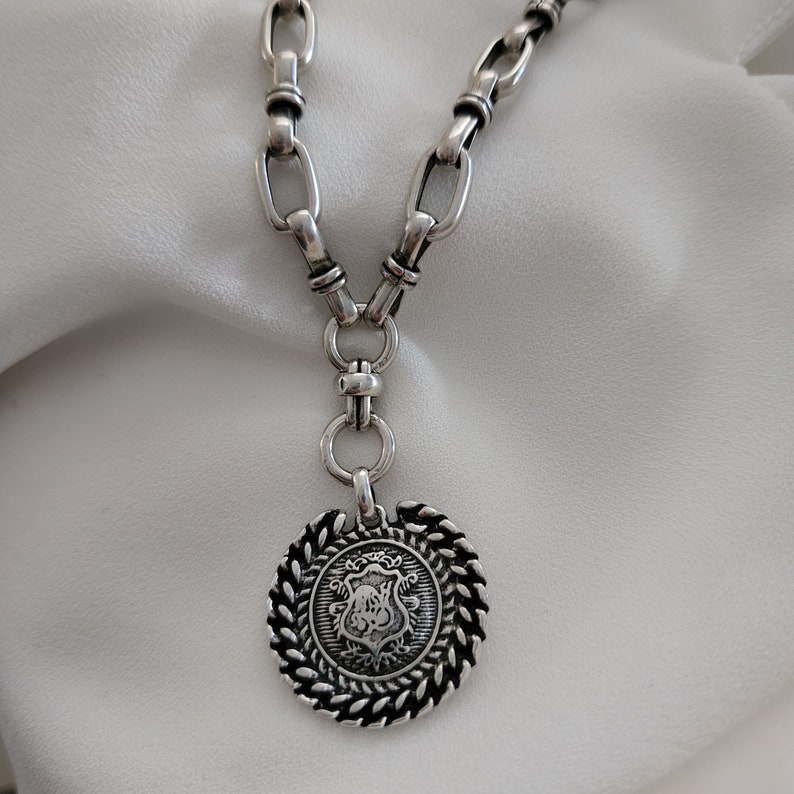 Silver Chunky Coin Necklace Silver Statement Necklace - Etsy
