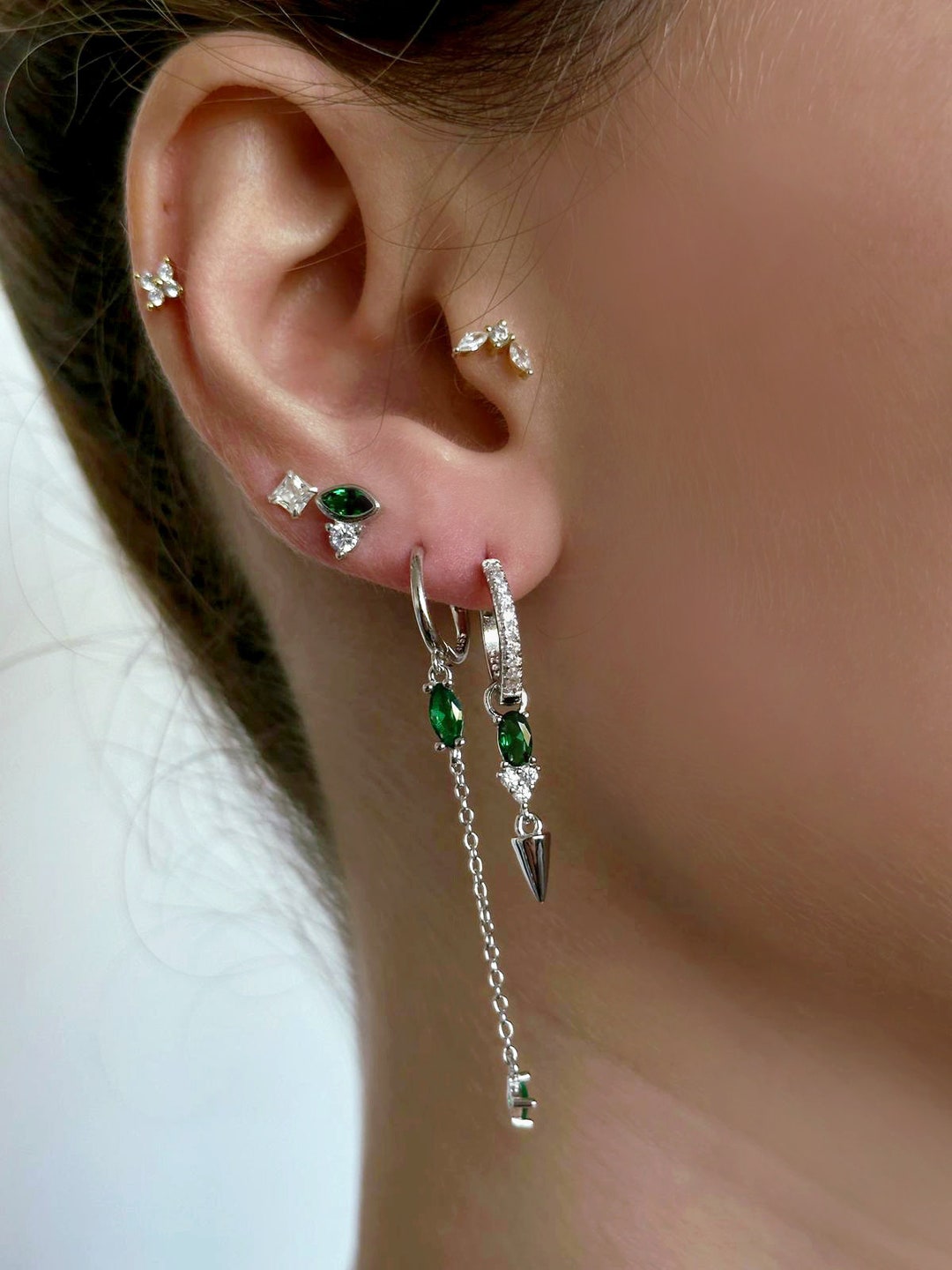 Sterling Silver Hoop Earrings Stacking, Stacking Earrings, Earrings Set ...