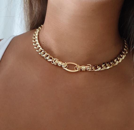Chunky gold chain choker store