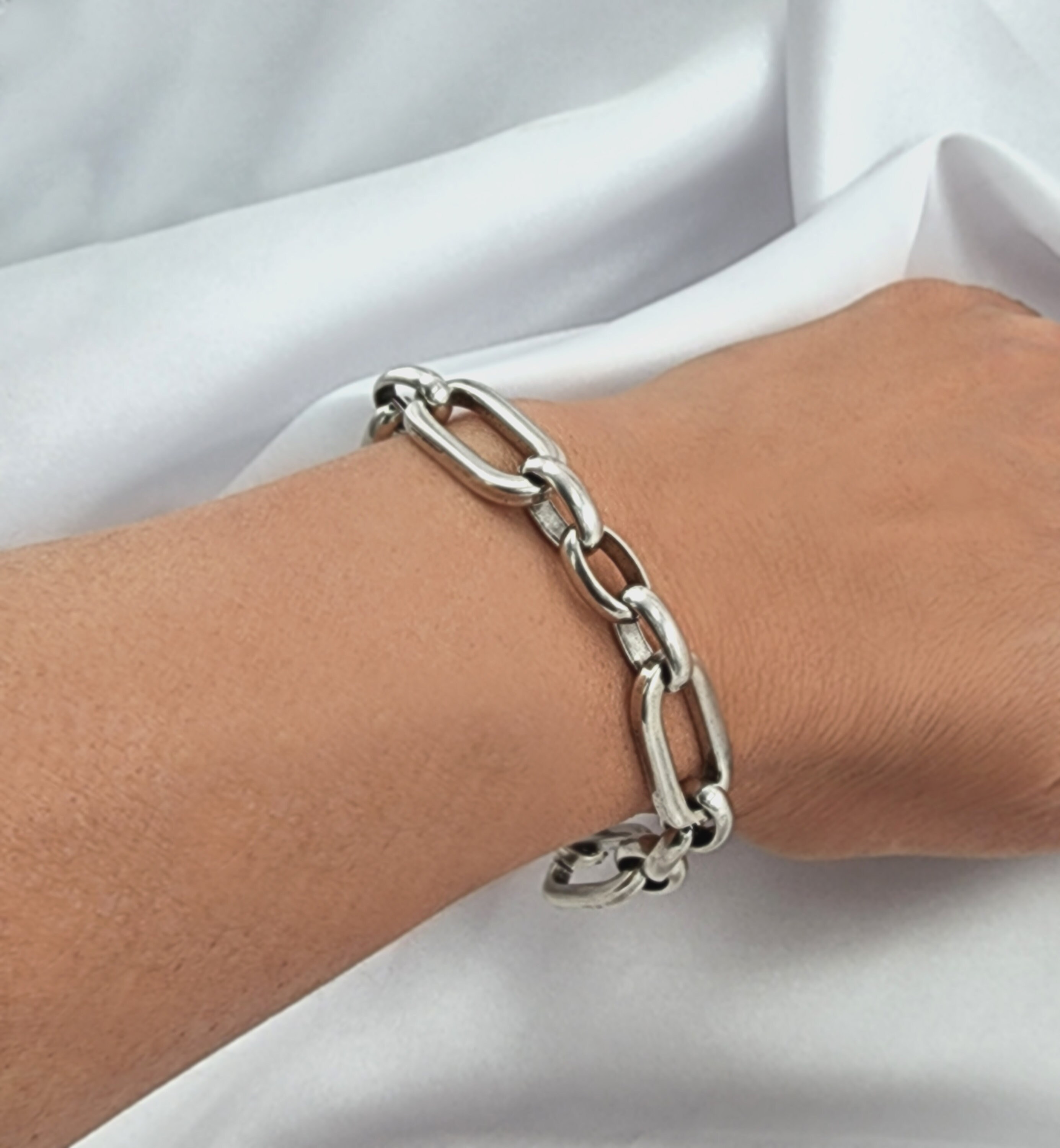 Silver Chunky Bracelet Silver Chain Bracelet Statement - Etsy