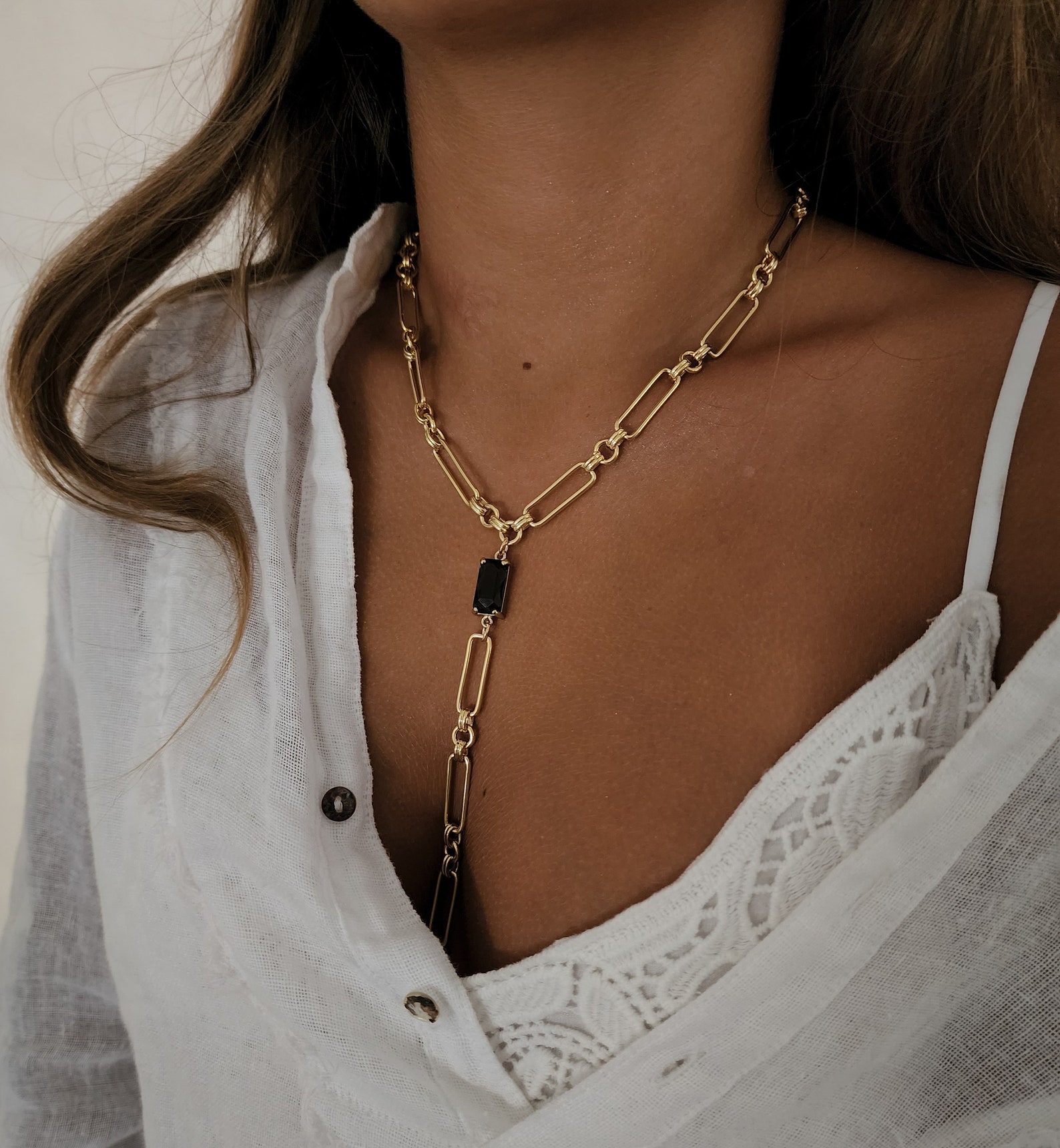 Gold Lariat Necklace Gold Chunky Lariat Necklace Y Gold - Etsy