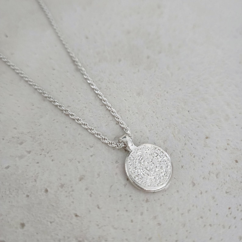 Sterling Silver Coin Necklace, Rope Chain Coin Silver Necklace, Coin ...