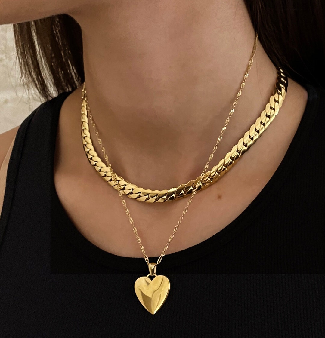 Chunky Gold Chain Choker, Statement Gold Necklace, Gold Chunky Link ...