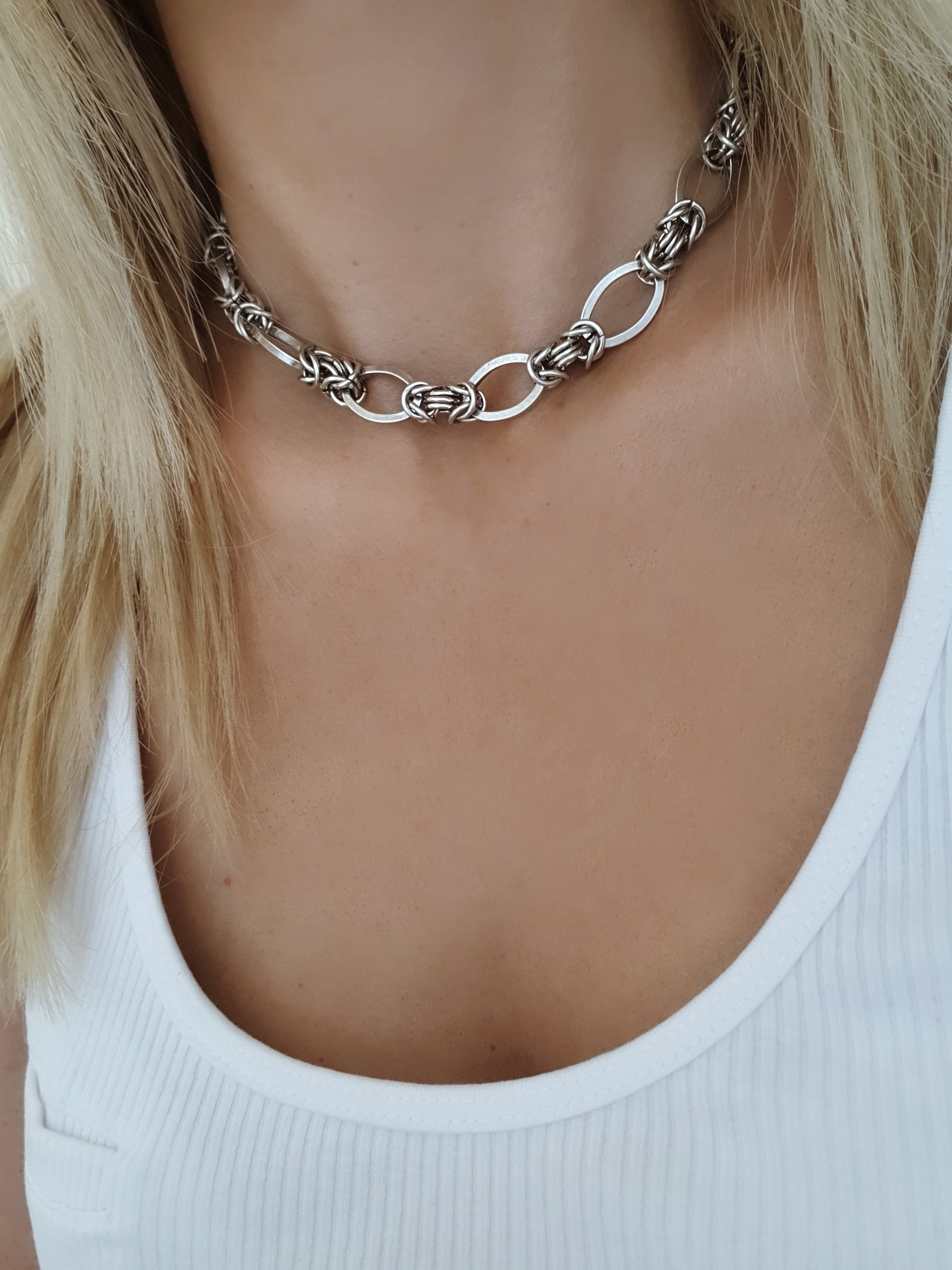 Silver Chunky Choker Chunky Necklace Silver Statement Etsy
