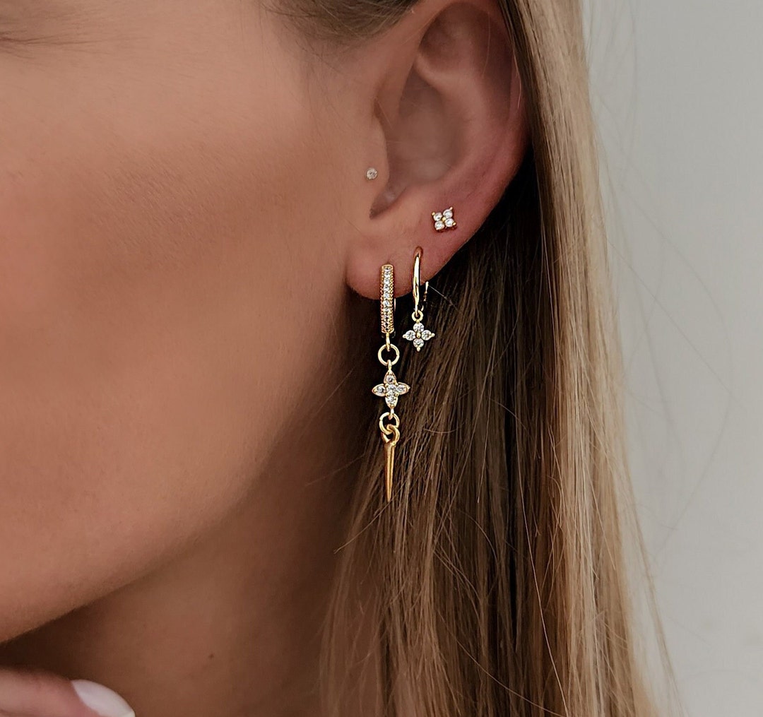 Gold Hoop Earrings Stacking, Stacking Earrings, Hoop Earrings Set for ...