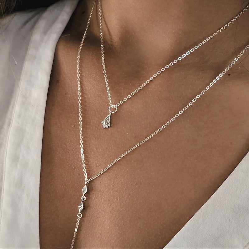 Silver Lariat Necklace - Etsy