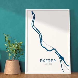 Exeter Map Art - River Exe Map, Devon Art, Exeter Travel Print ...