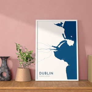 Dublin Map Art - Dublin River Liffey Map Art, Ireland Art Print ...