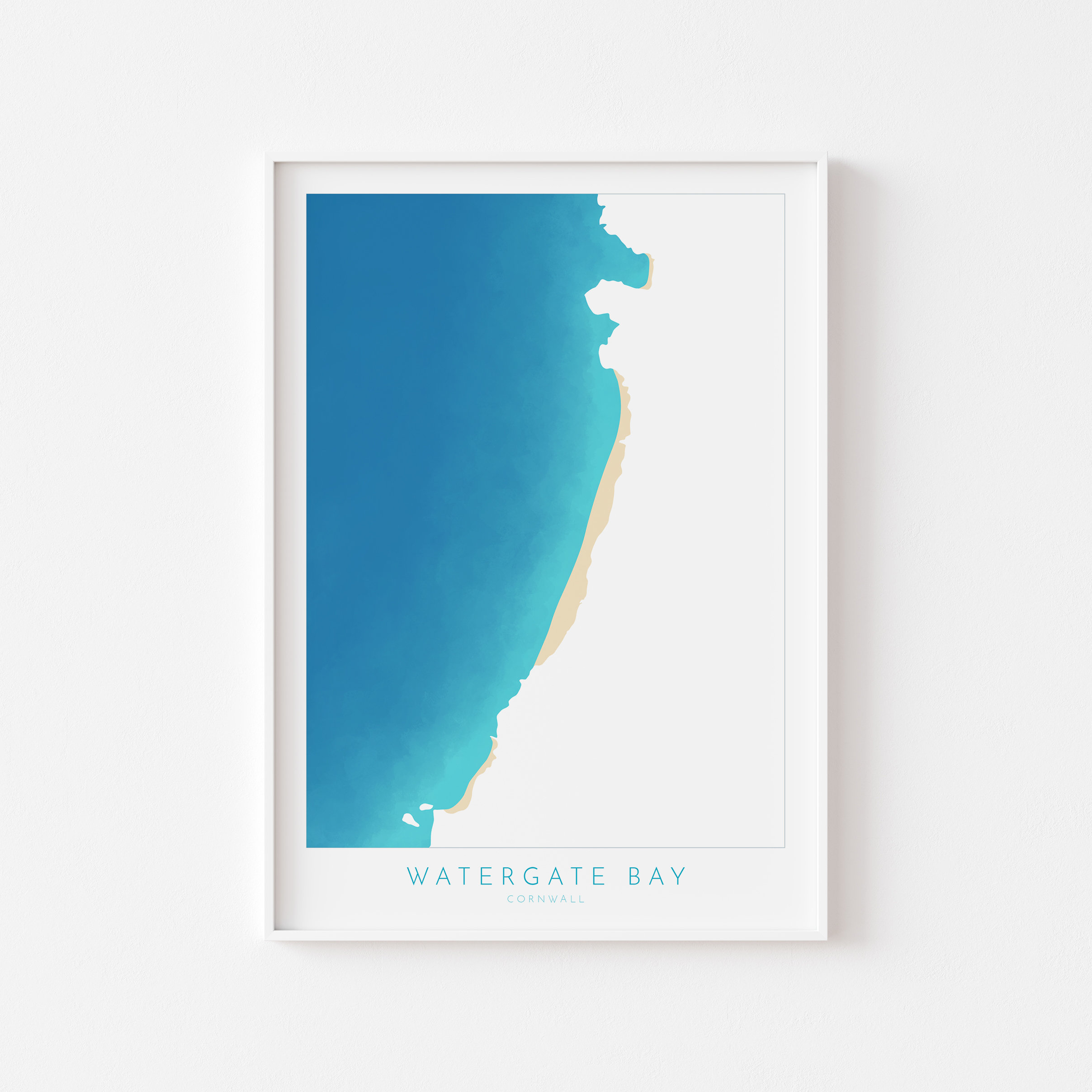 Watergate Bay Map Art Cornwall Map Art, Watergate Bay Beach Map ...
