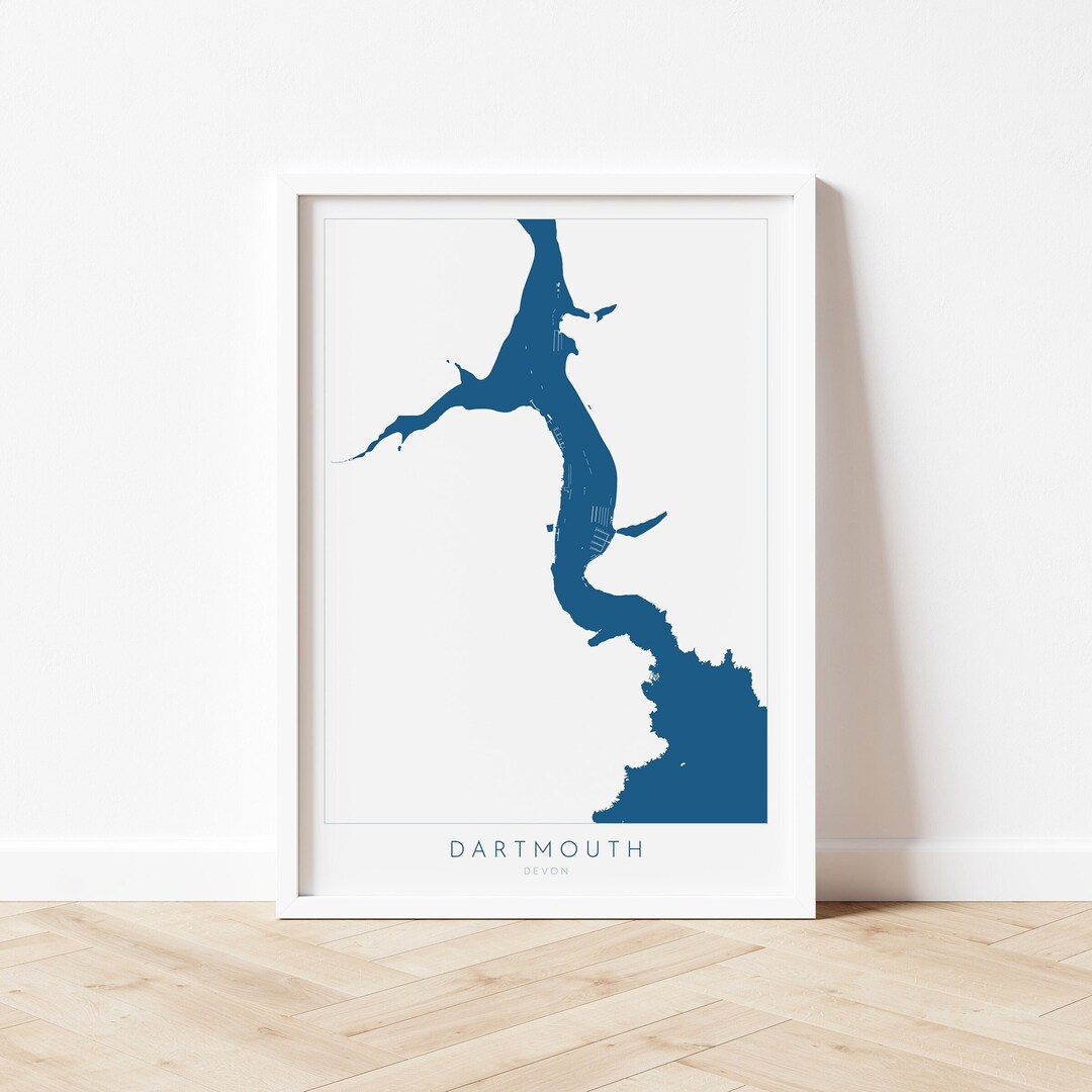 Dartmouth Print - River Dart Map, Devon Art, South West Coast ...