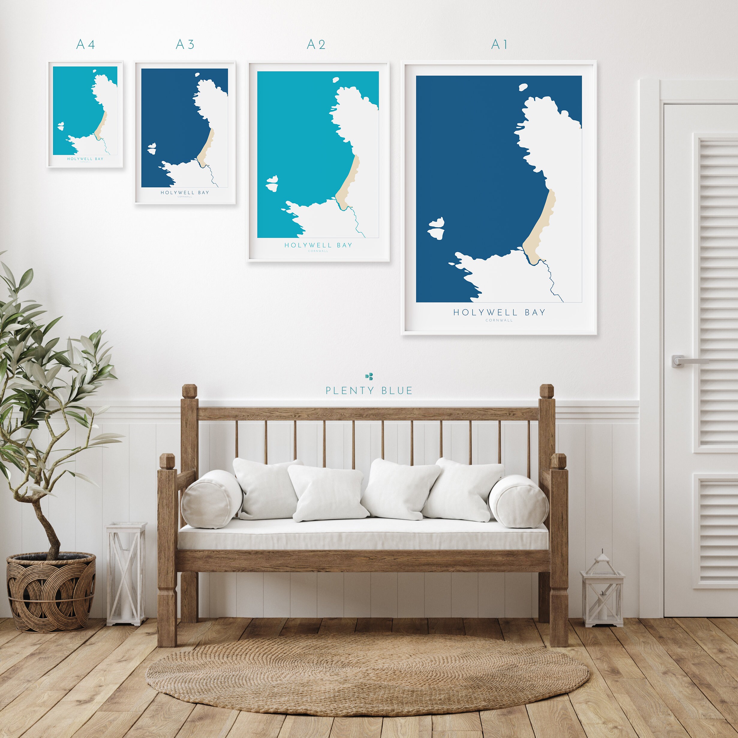 Holywell Bay Map Art Perranporth Map Art, Cornwall Map, Cornwall Coast ...