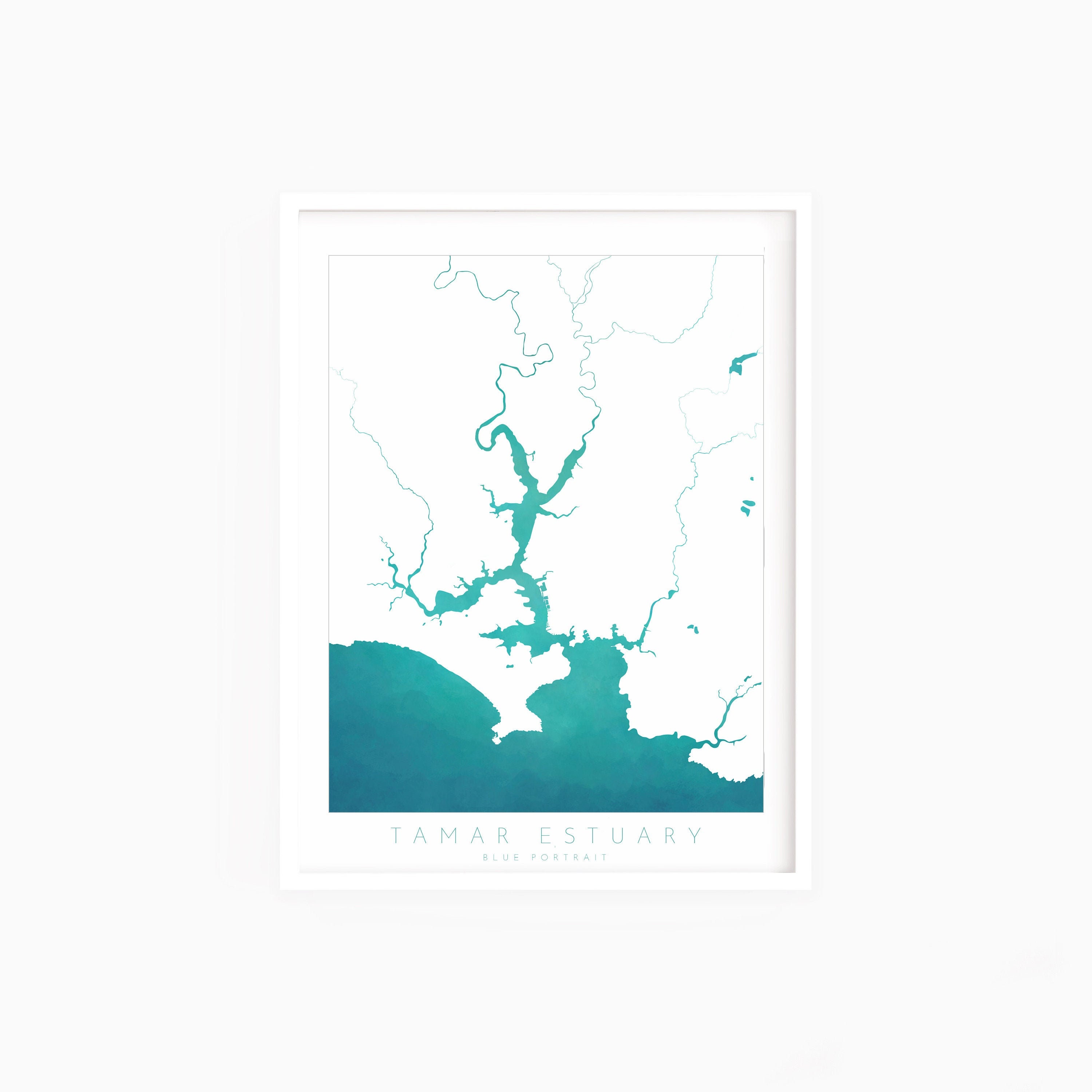 The Tamar Estuary Print Devon Art Plymouth Art Map Art | Etsy