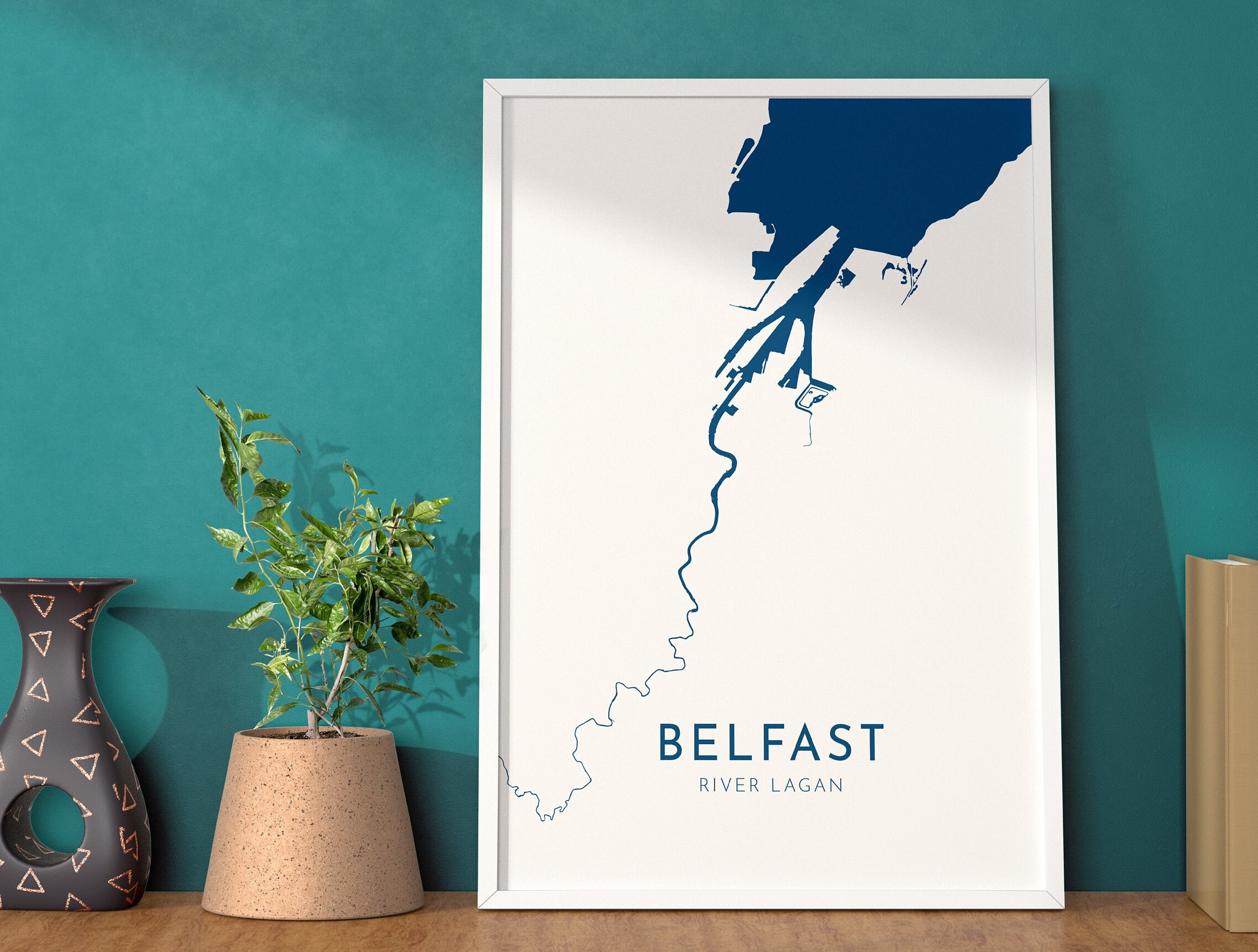 Belfast Map Art Belfast River Lagan Map Art, Northern Ireland Wall Art ...