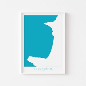 Woolacombe Map Art -woolacombe Devon Map, Woolacombe Beach Print ...
