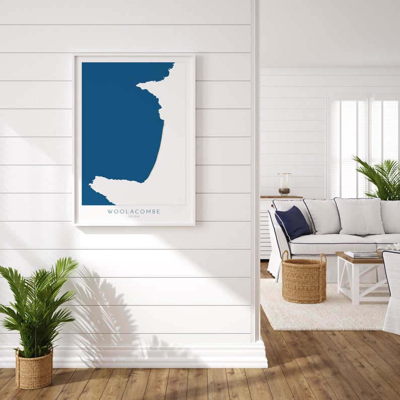 Woolacombe Map Art -woolacombe Devon Map, Woolacombe Beach Print ...