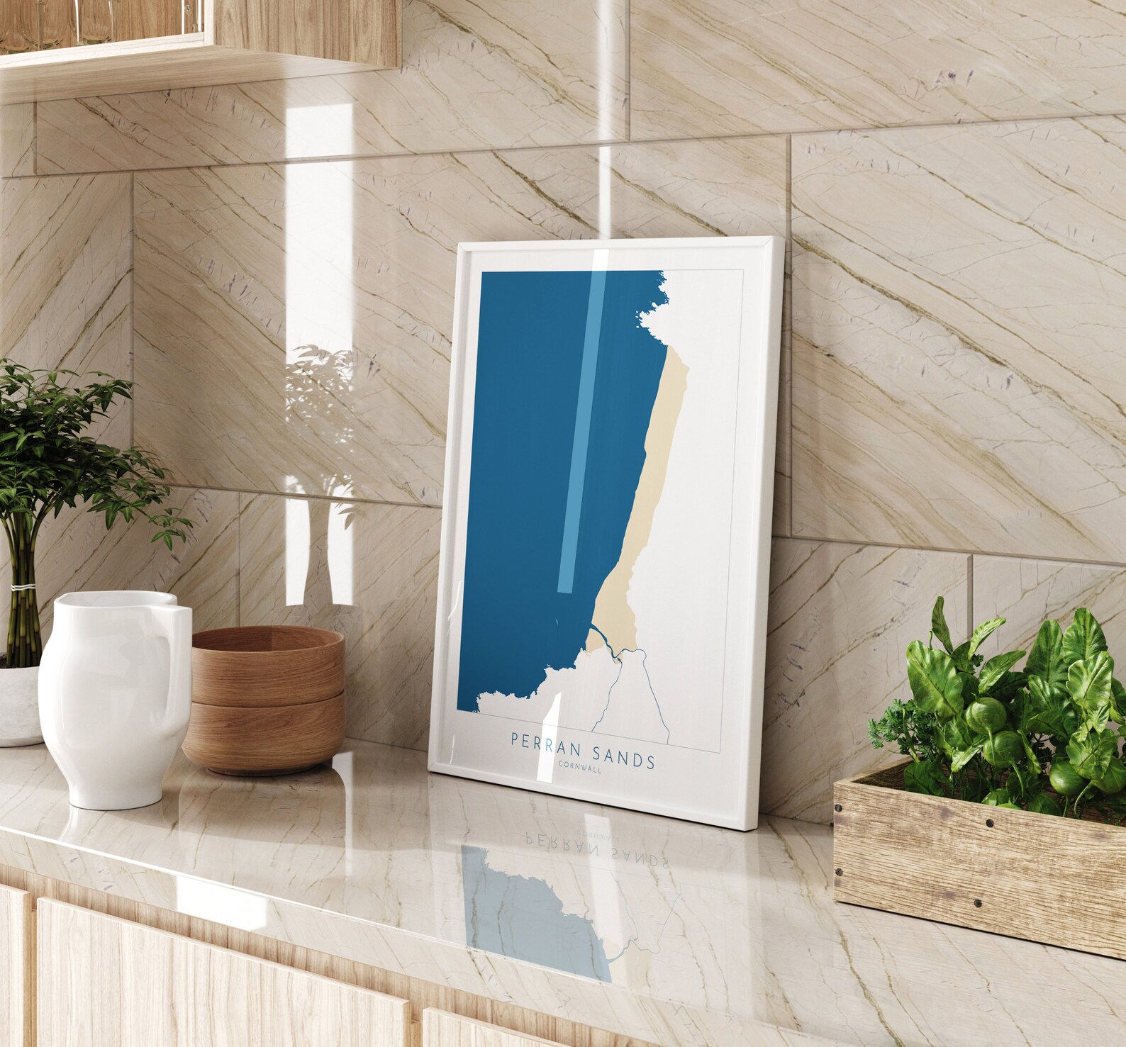 Perran Sands Map Art - Perranporth Map Art, Cornwall Map, Cornwall ...
