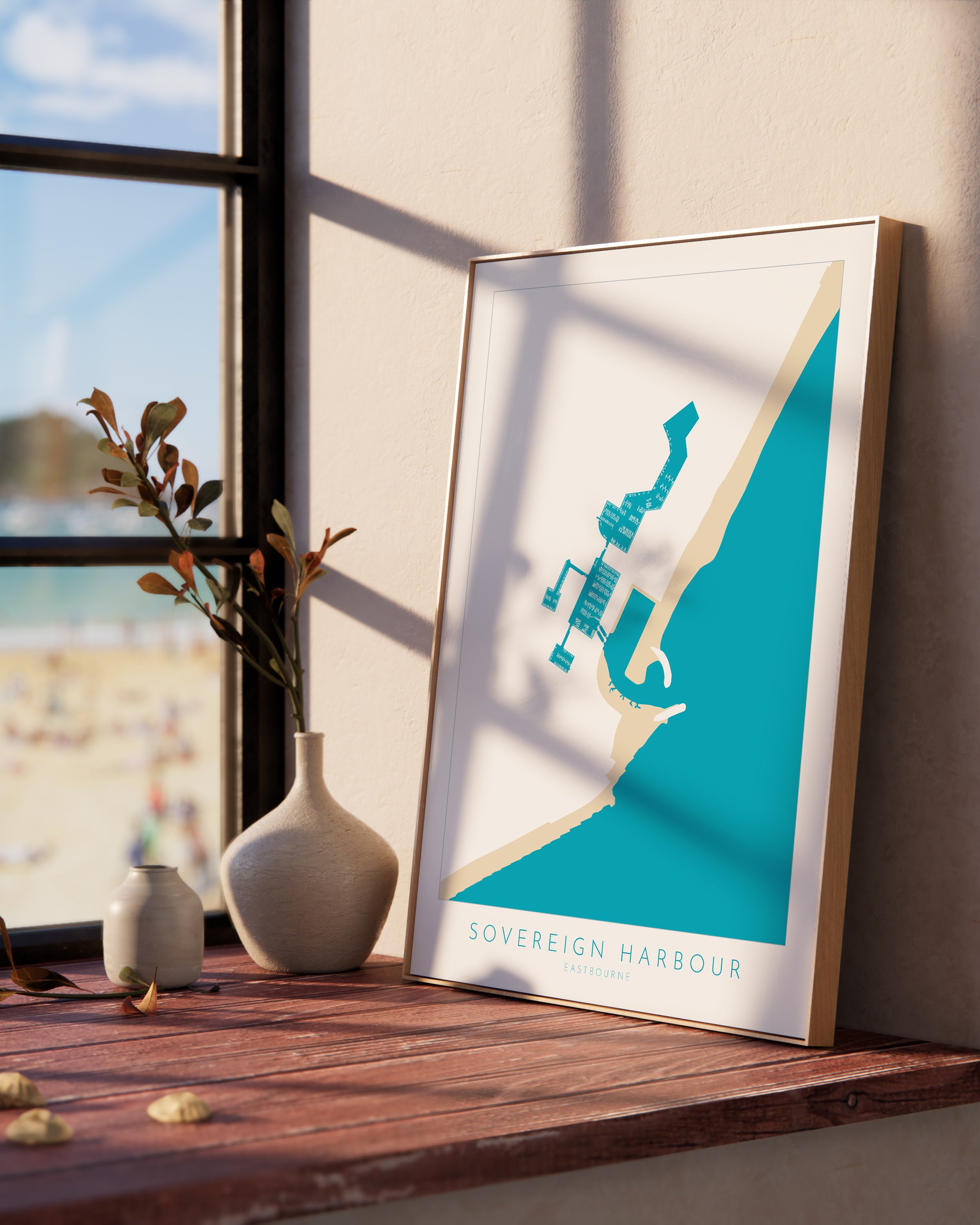 Sovereign Harbour Map Art - Eastbourne Map, Eastbourne Art, Eastbourne ...