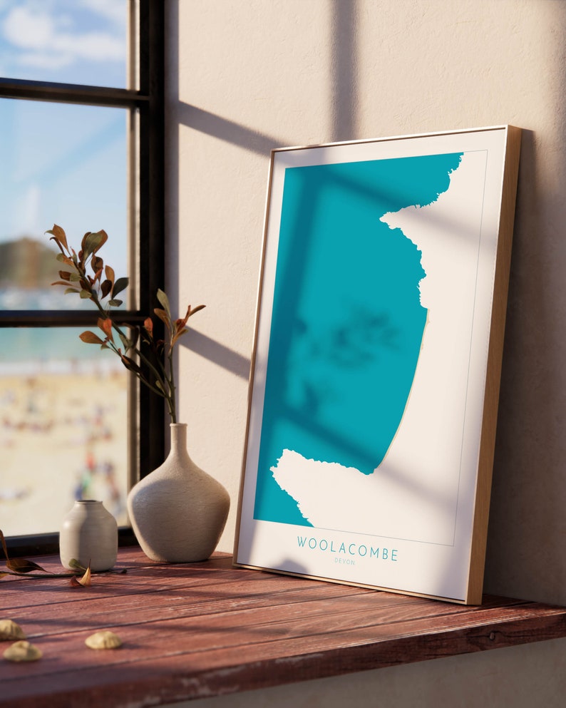 Woolacombe Map Art -woolacombe Devon Map, Woolacombe Beach Print ...