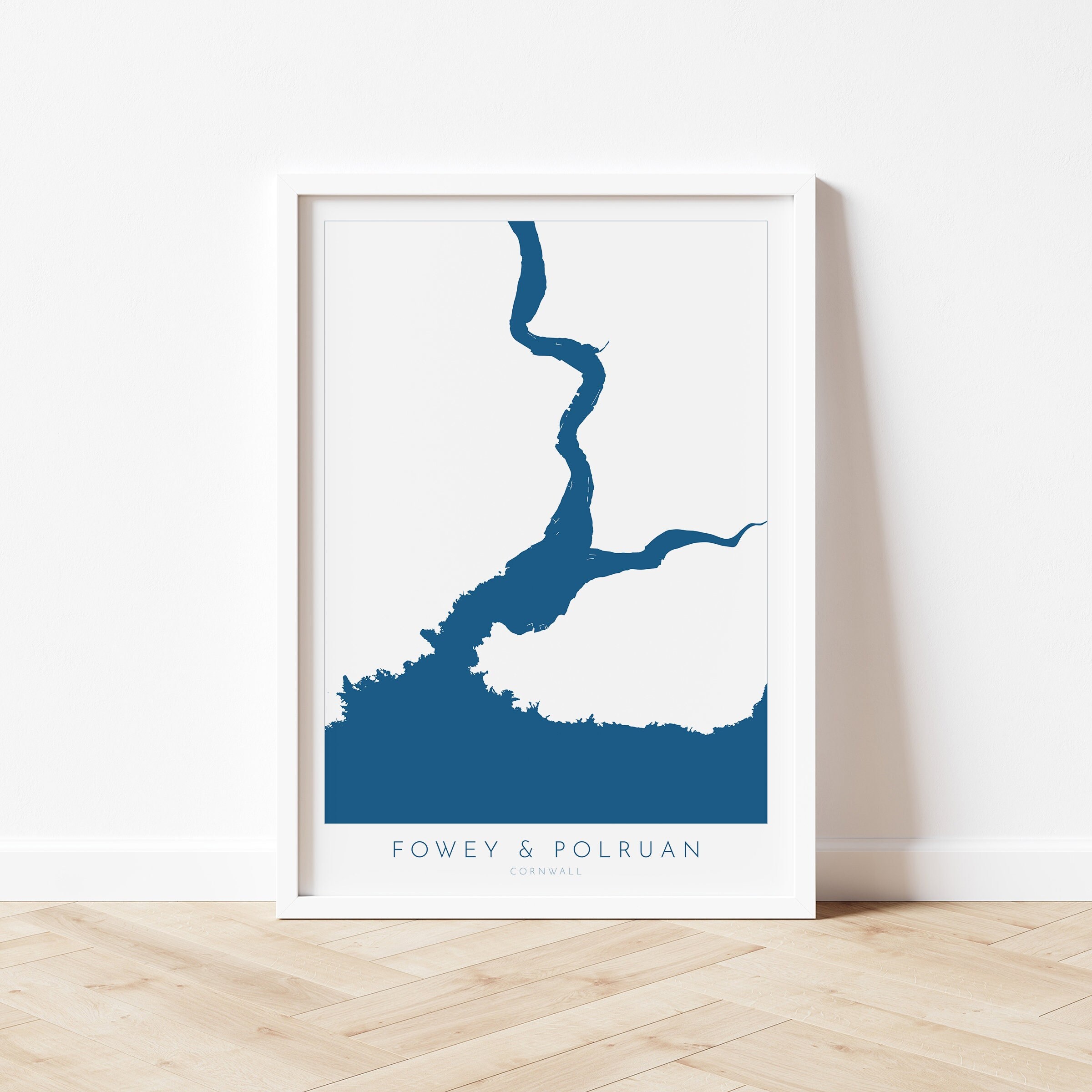 Fowey Print Polruan Map Poster, River Fowey Art, Cornwall Map, Cornish ...