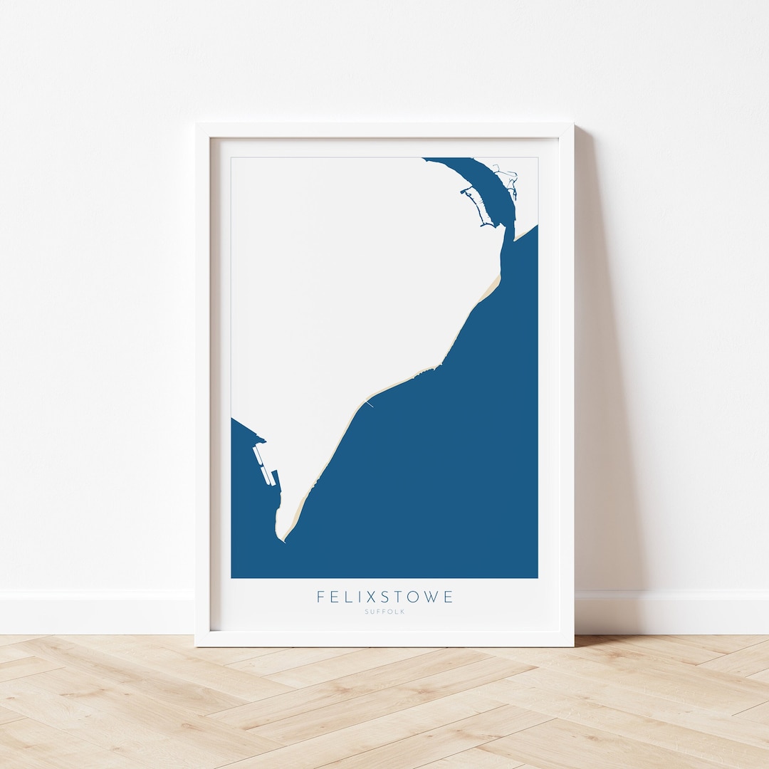Felixstowe Map - Felixstowe Suffolk Art, Suffolk Map, Felixstowe UK ...