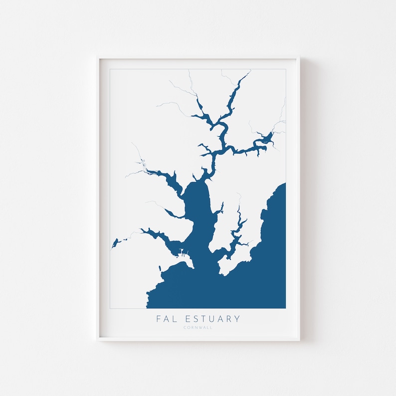 Fal Estuary Print - Cornwall Map, Falmouth Travel Poster, River Fal ...