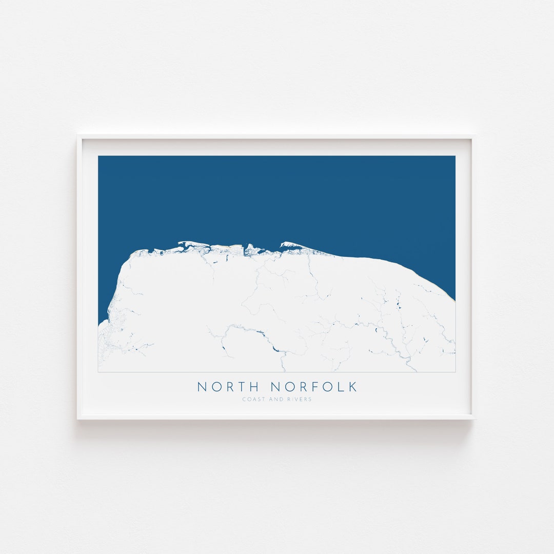 North Norfolk Map Art North Norfolk Coast, Norfolk Travel Print ...