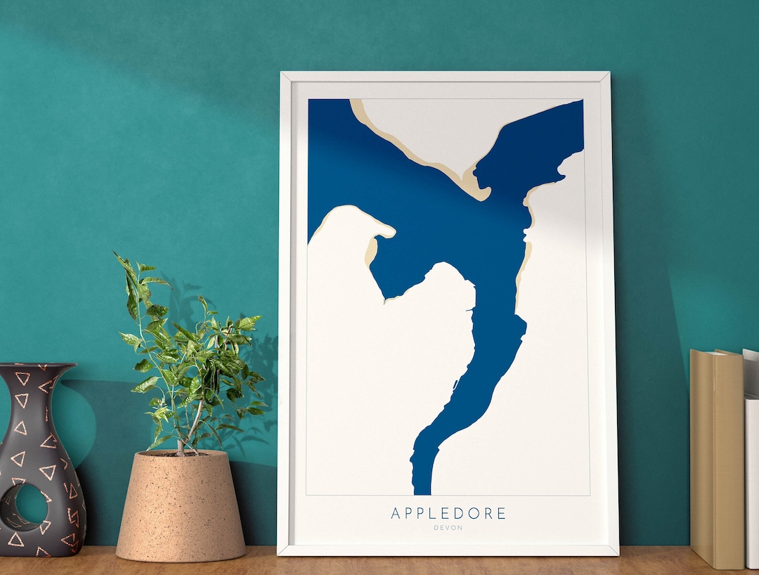 Appledore Map Art - Appledore Devon Map, Appledore Beach Print ...