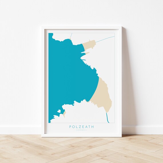 Polzeath Print Cornwall Map Polzeath Beach Poster Camel - Etsy