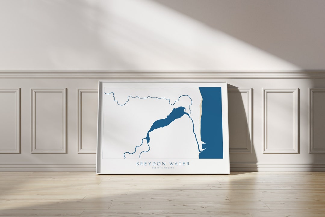Great Yarmouth Map Breydon Water Great Yarmouth, Norfolk Art Print, UK ...