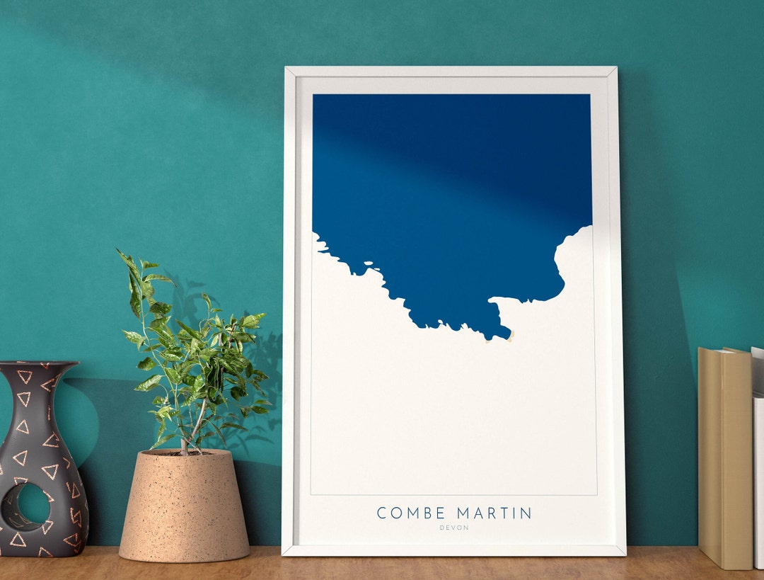 Combe Martin Map Art- Combe Martin Devon Map, North Devon Map Art ...