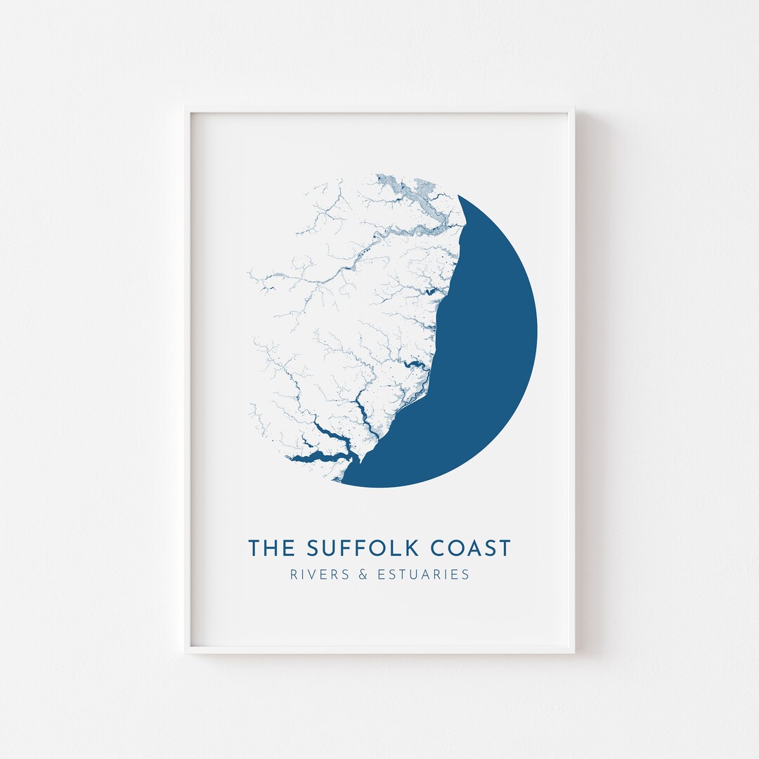 Suffolk Coast Map Art Suffolk Map, Suffolk Coast Art, Suffolk Rivers ...