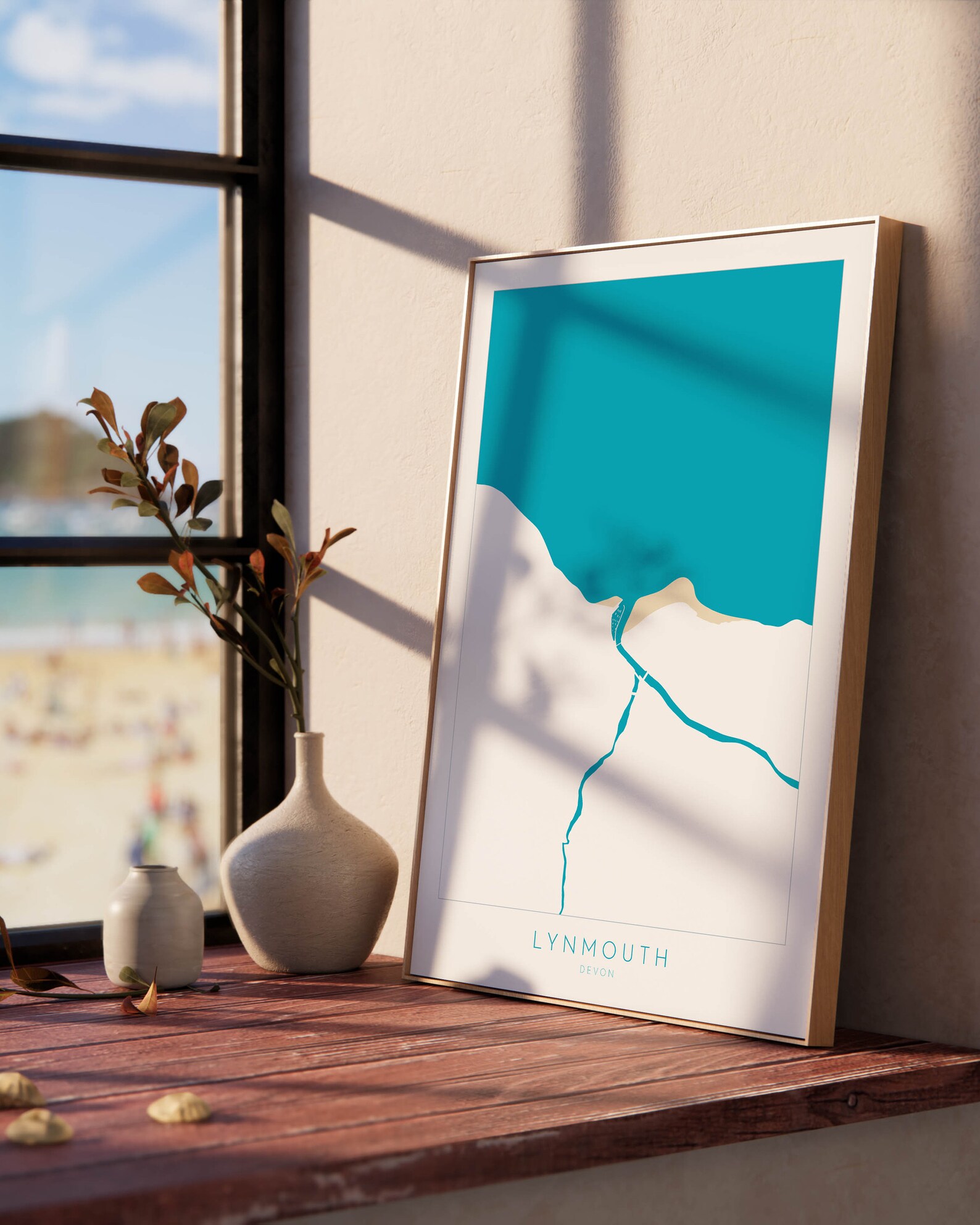 Lynmouth Map Art - Lynmouth Devon Map, North Devon Map Art, Lynmouth ...