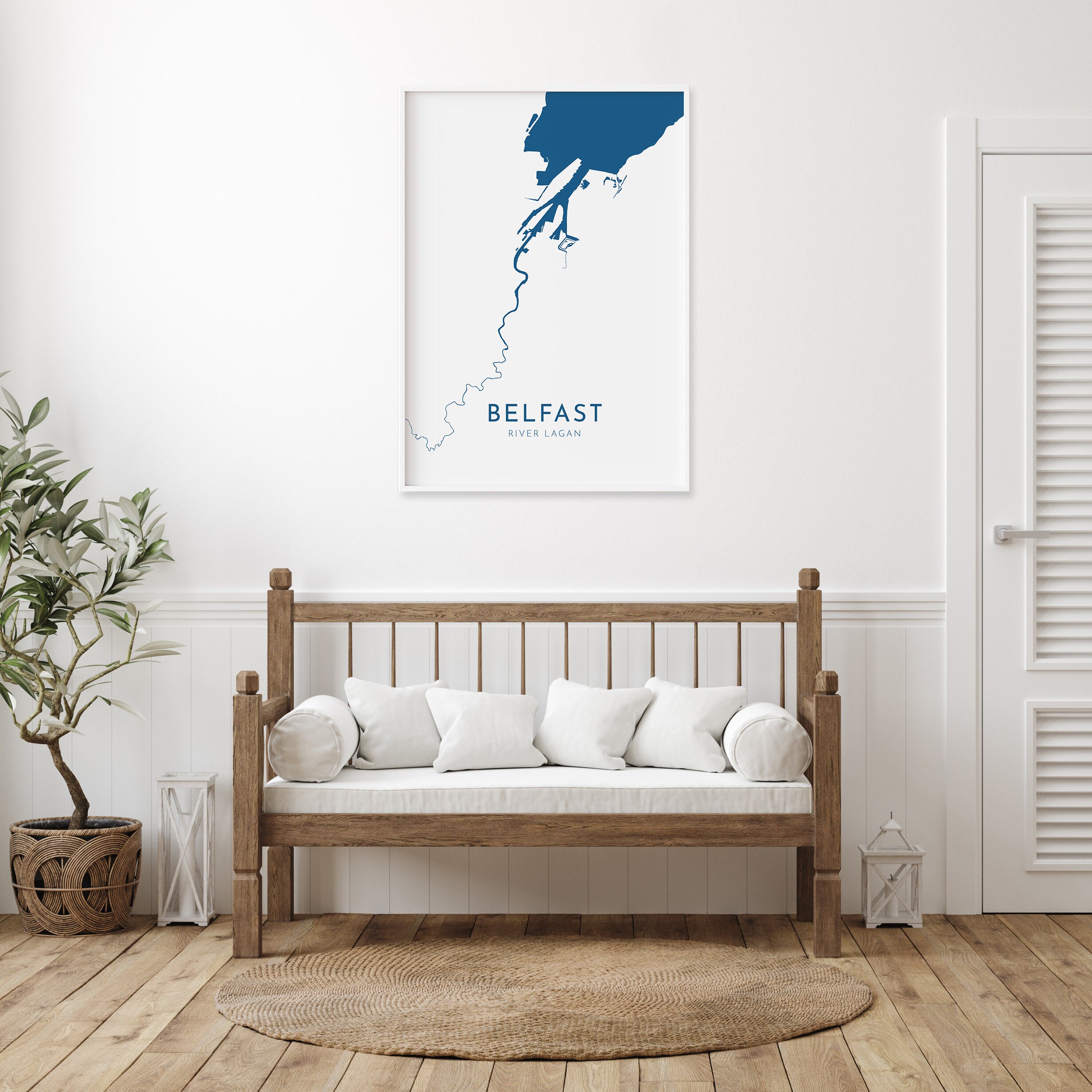 Belfast Map Art Belfast River Lagan Map Art, Northern Ireland Wall Art ...