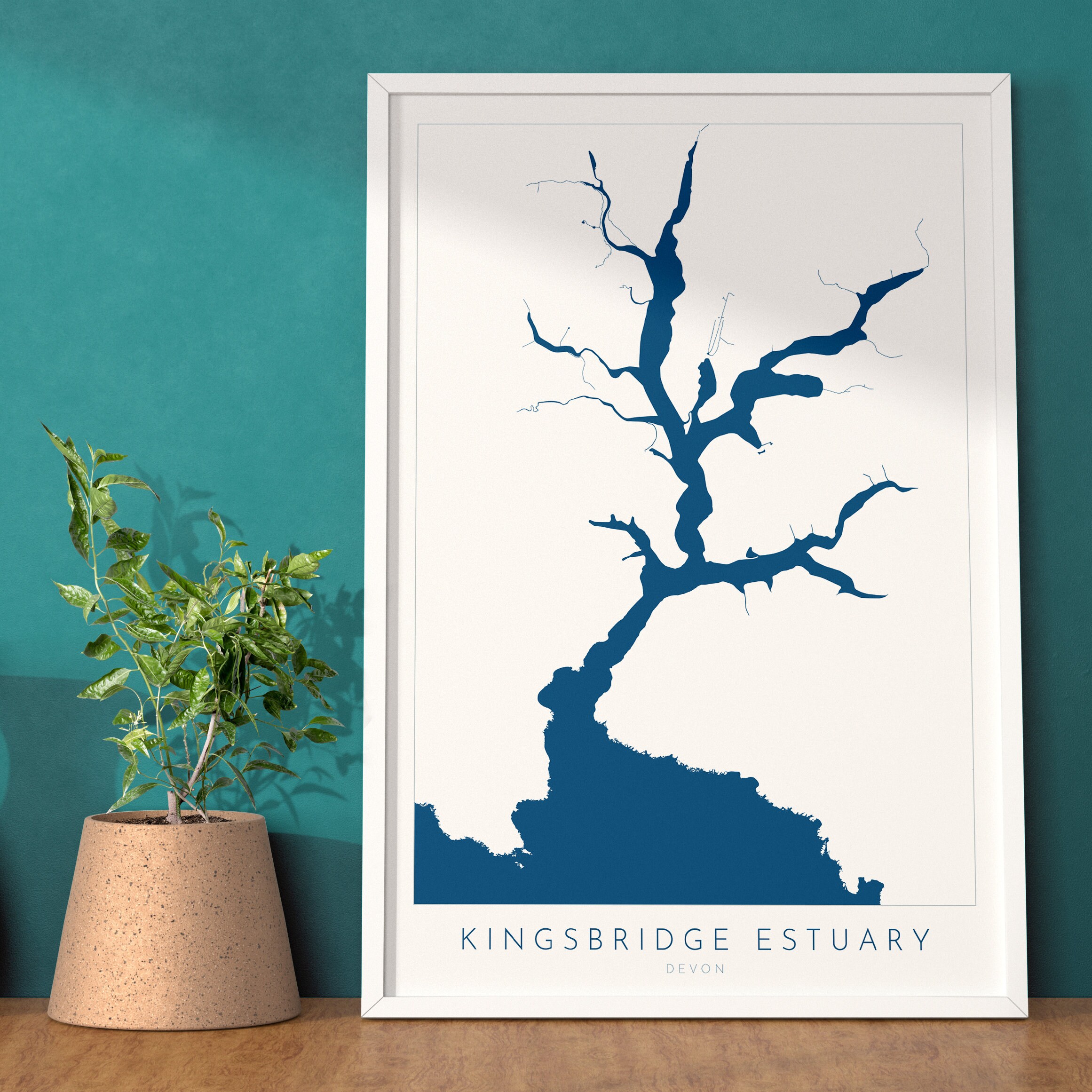 The Kingsbridge Estuary Print, Salcombe Map, Devon Art, Salcombe Art ...