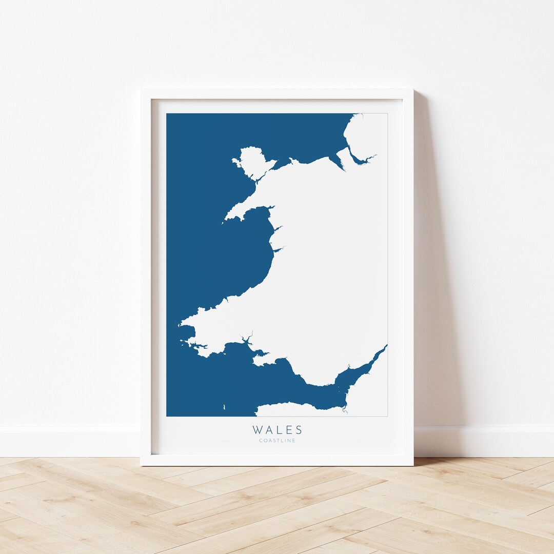 Wales Map Art - Wales Coast Map, Wales Coastline Art, Wales Art Poster - Etsy