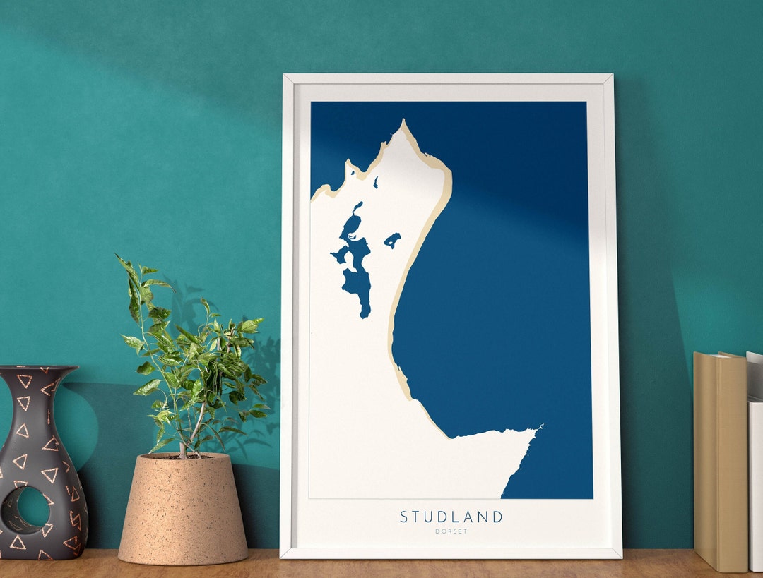 Studland Map Art Dorset Map, Studland Beach Print, Studland Art Print ...