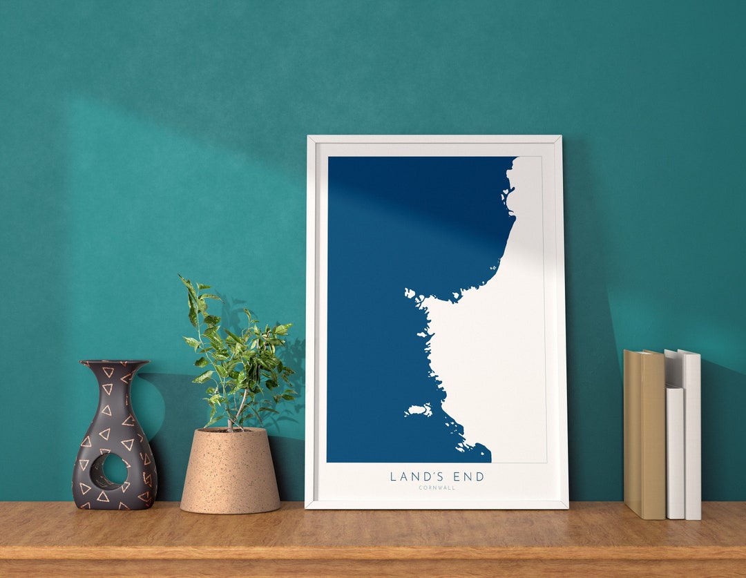 Land's End Print Cornwall Art, Lands End Map Art, Sennen Art, Cornwall ...