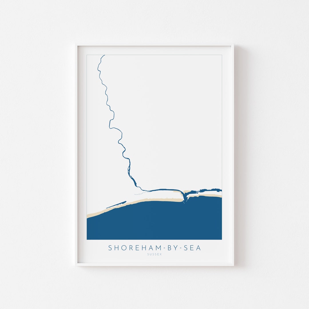 Shoreham-by-sea Map - Shoreham by Sea Art, River Adur Map, Shoreham ...