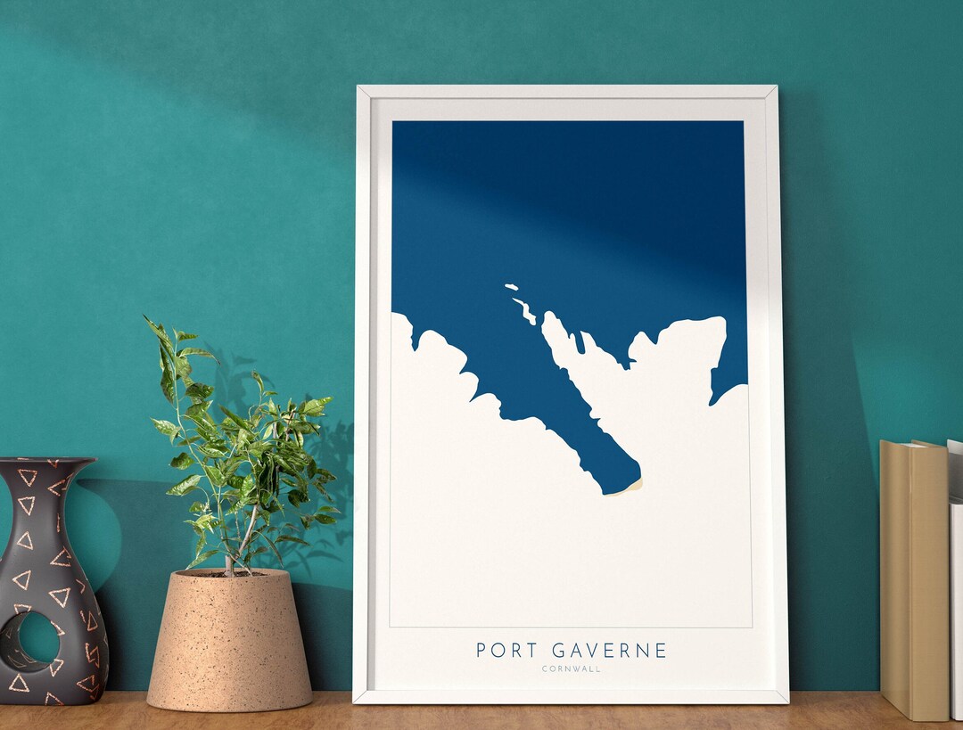Port Gaverne Map Art North Cornwall Map, Port Gaverne Print Cornwall ...