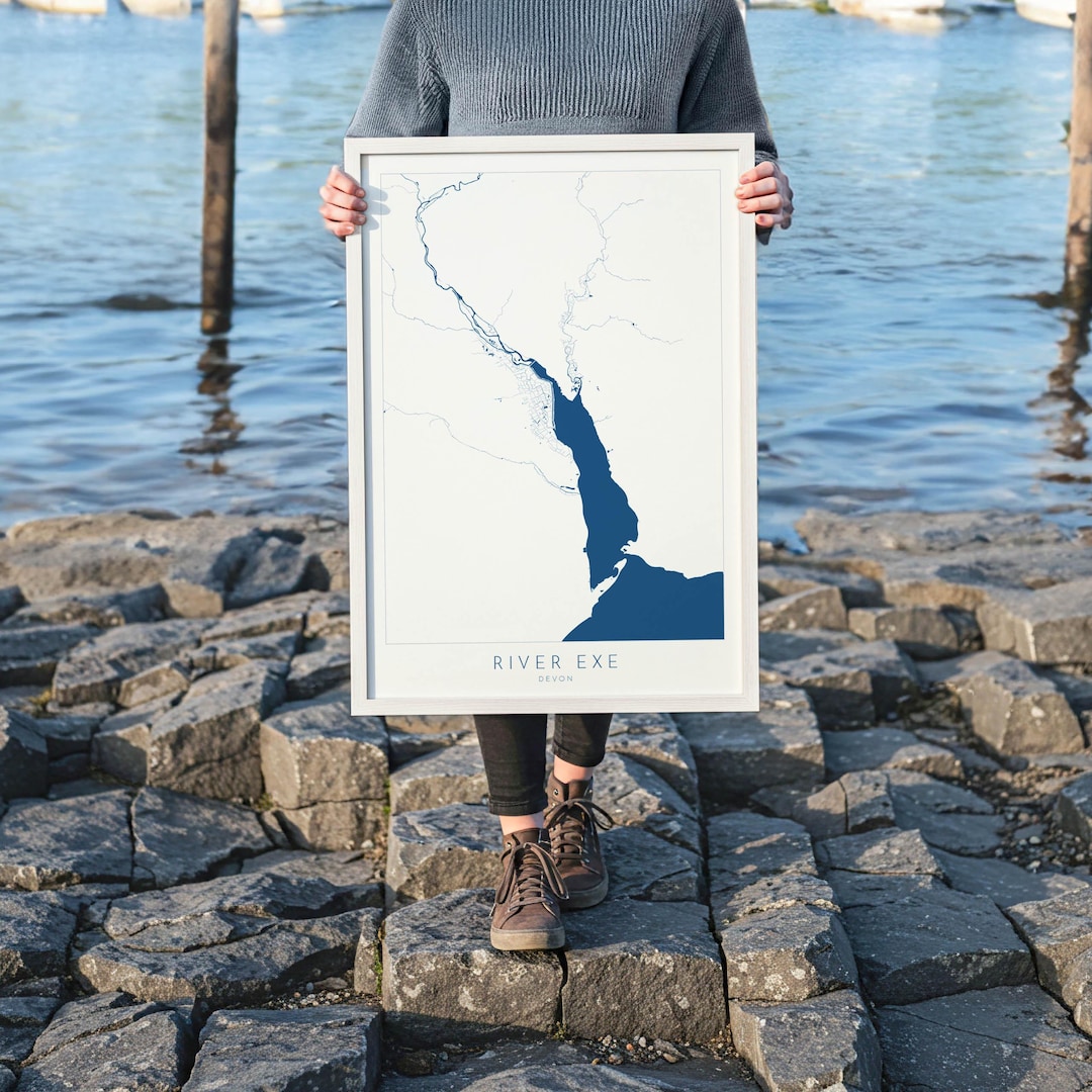 River Exe Map - Exeter Map Art, Devon Art, Exeter Print, Topsham Map ...