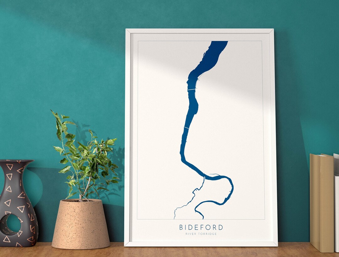 Bideford Map Art - Devon Map, River Torridge Map, North Devon Map Art ...