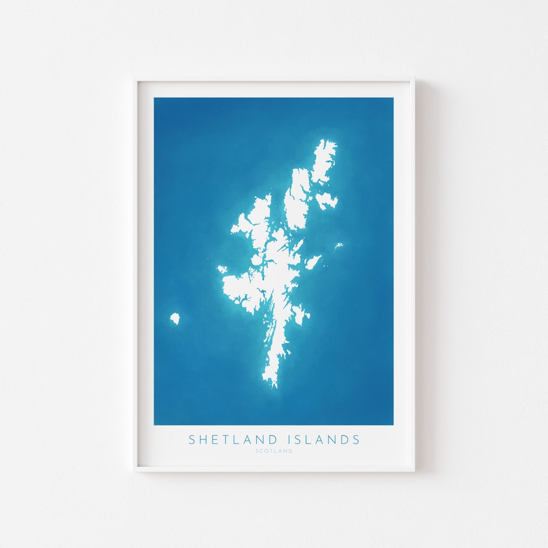 Shetland Islands Map Art Shetland Islands Scotland Art Print, Shetland ...
