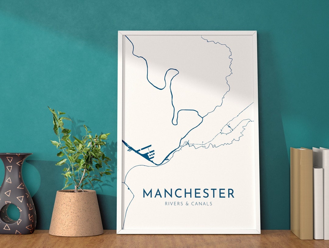 Manchester Map Art Manchester Art UK, Manchester Travel Print, Nautical ...