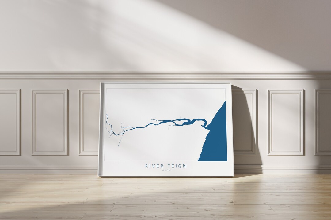 River Teign Map Art - Teignmouth Devon Map, River Teign Print ...