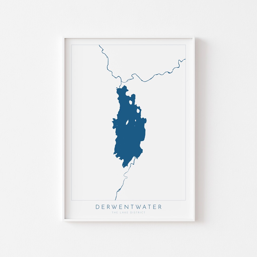 Derwentwater Print, Derwent Water, the Lake District Map, National Park ...