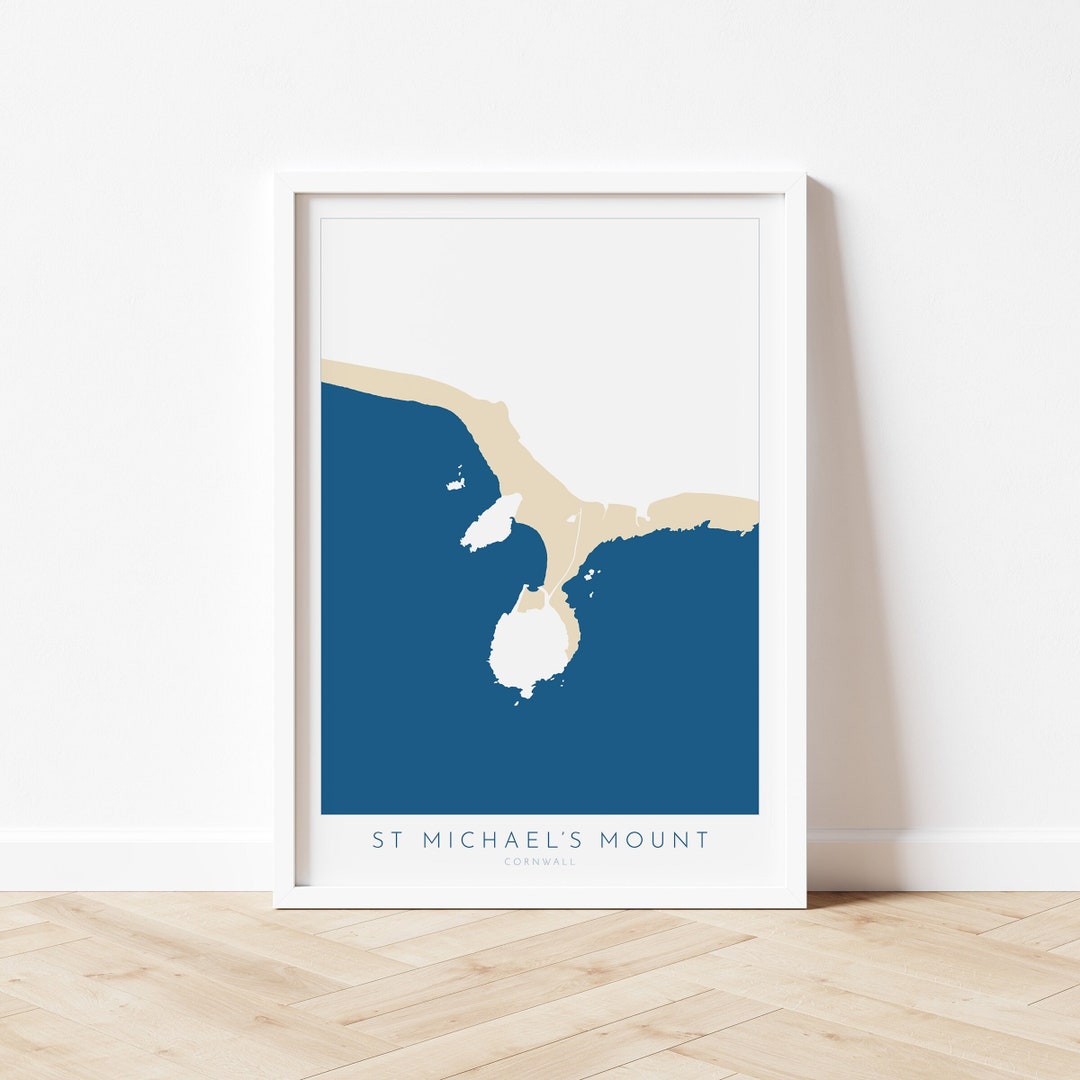 St Michael's Mount Print - Cornwall Map, Marazion Travel Print ...