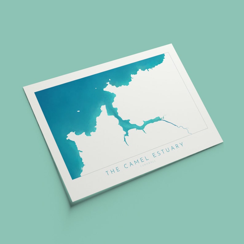 The Camel Estuary Print Padstow Map Poster, Polzeath Travel Art ...